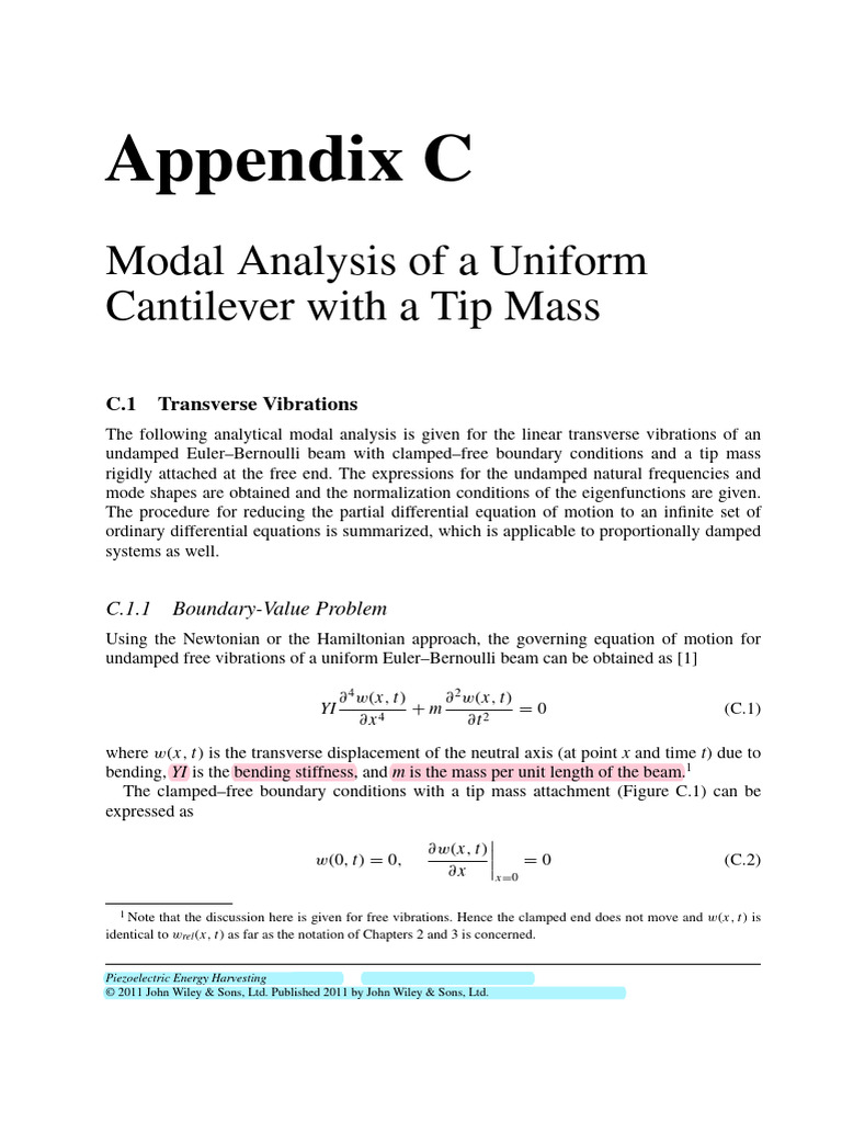 Modal Analysis of A Uniform Cantilever With A Tip Mass | PDF | Bending ...