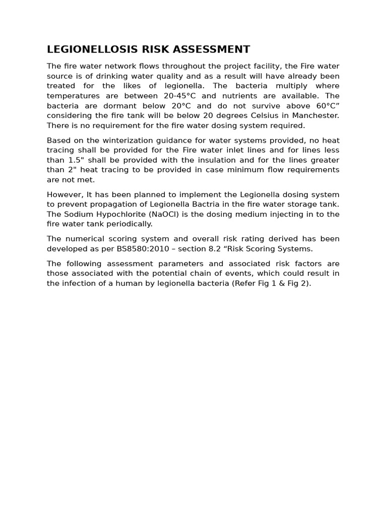 Legionellosis Risk Assessment Overview | PDF