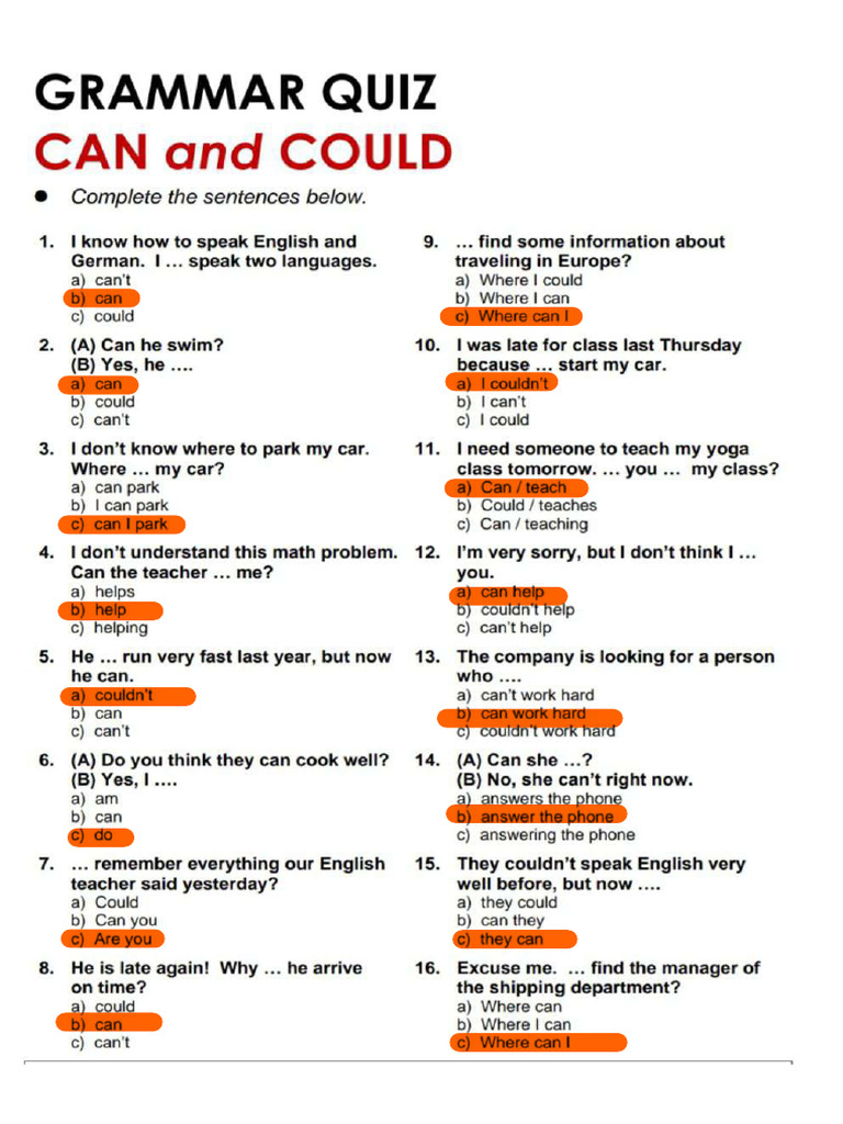 Can and Could | PDF