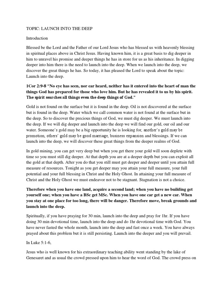 Launch Into The Deep | PDF | Saint Peter | Disciple (Christianity)