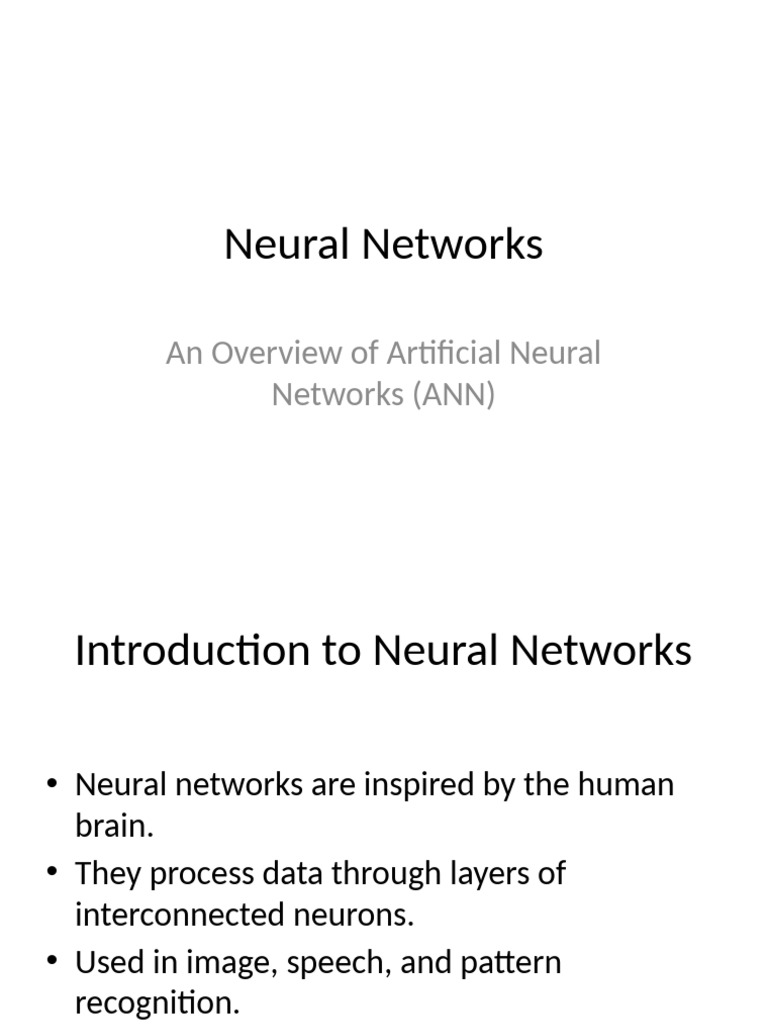 Overview of Artificial Neural Networks | PDF