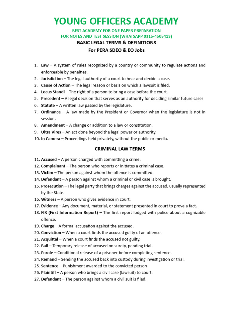 Important Legal Terms | PDF | Lawsuit | Summons