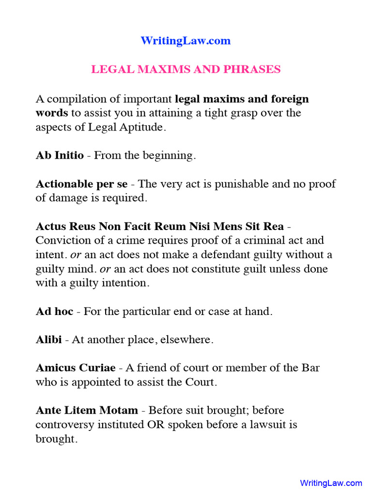 Legal Maxims and Statute Interpretation | PDF | Statutory ...