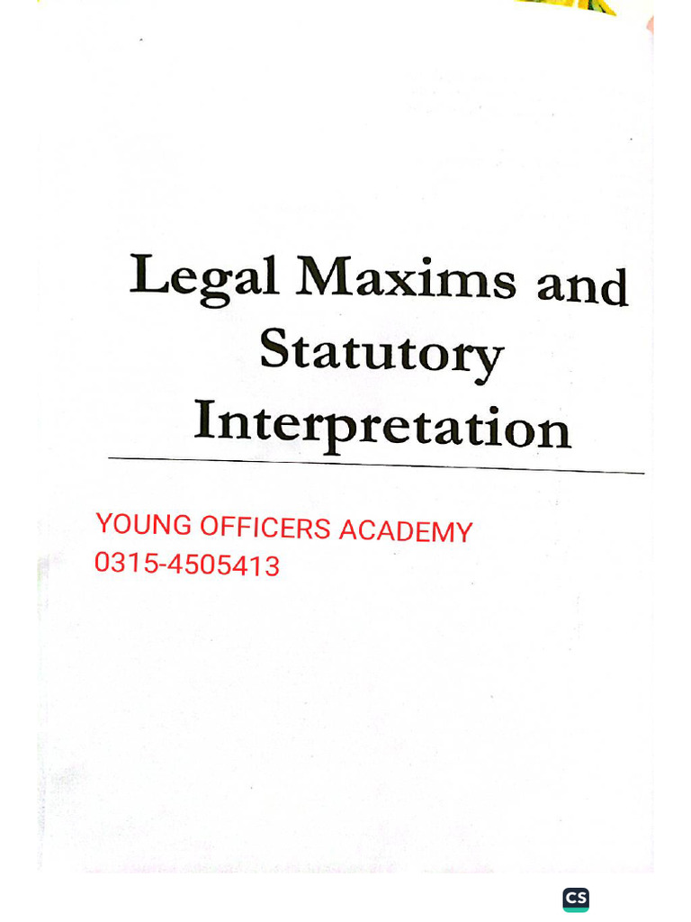 MCQs Legal Maxims, Statutory Interpretation, Procedural Fairness ...