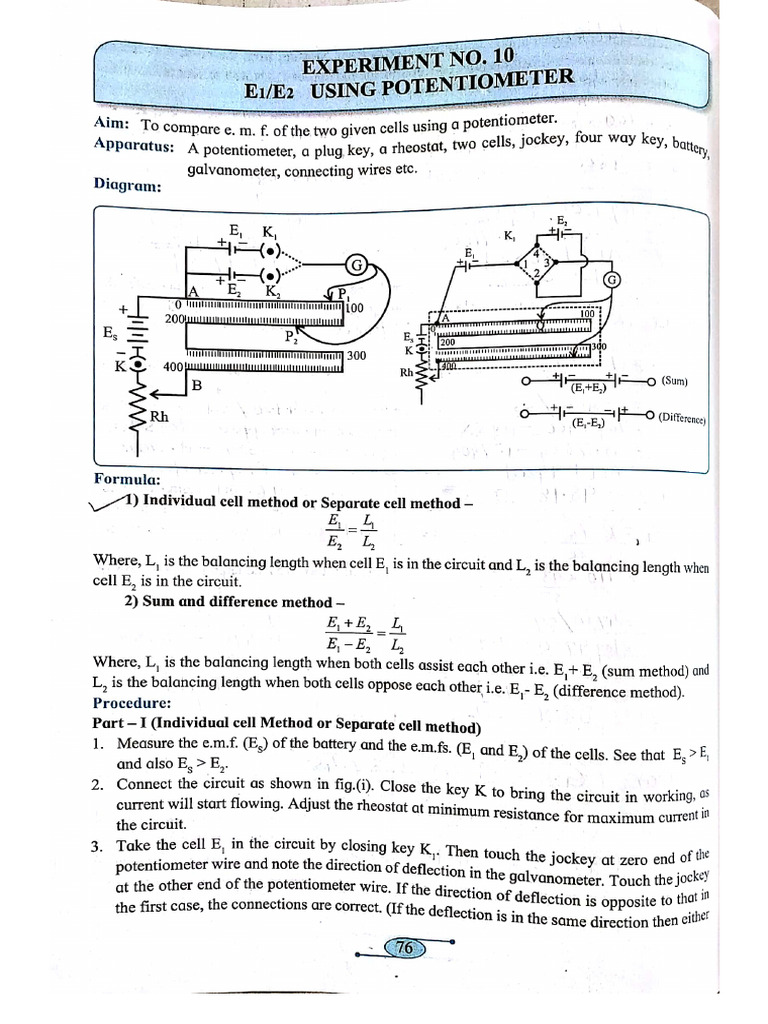 E1 E2 by Potentiometer | PDF