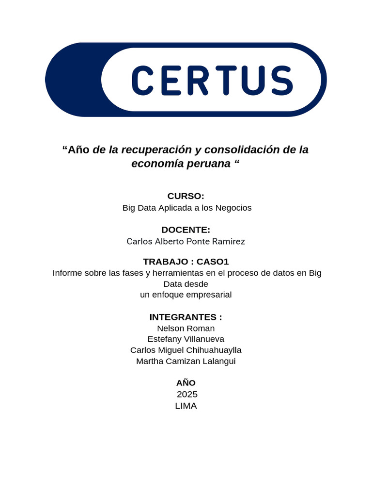 Informe - Fases y Herramientas Del Proceso de Datos en Big Data Desde ...