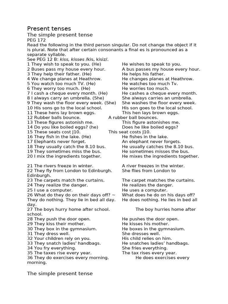 Understanding Present Tenses in English | PDF