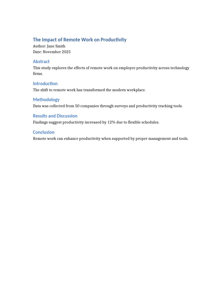 Research Paper Remote Work Productivity | PDF