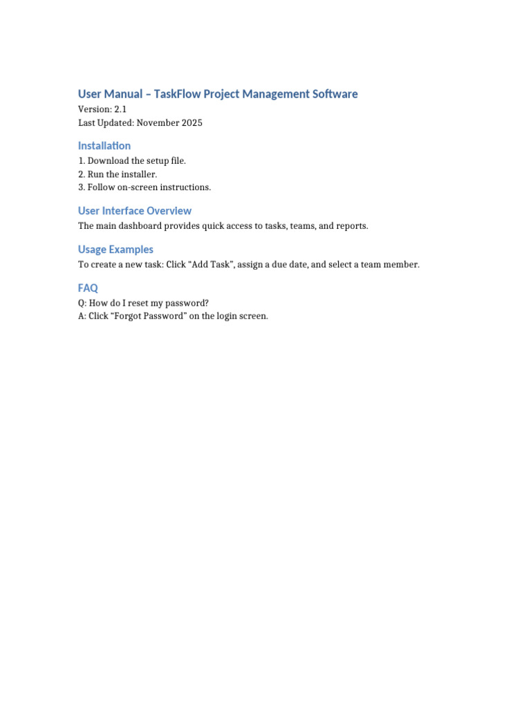 User Manual TaskFlow Software | PDF