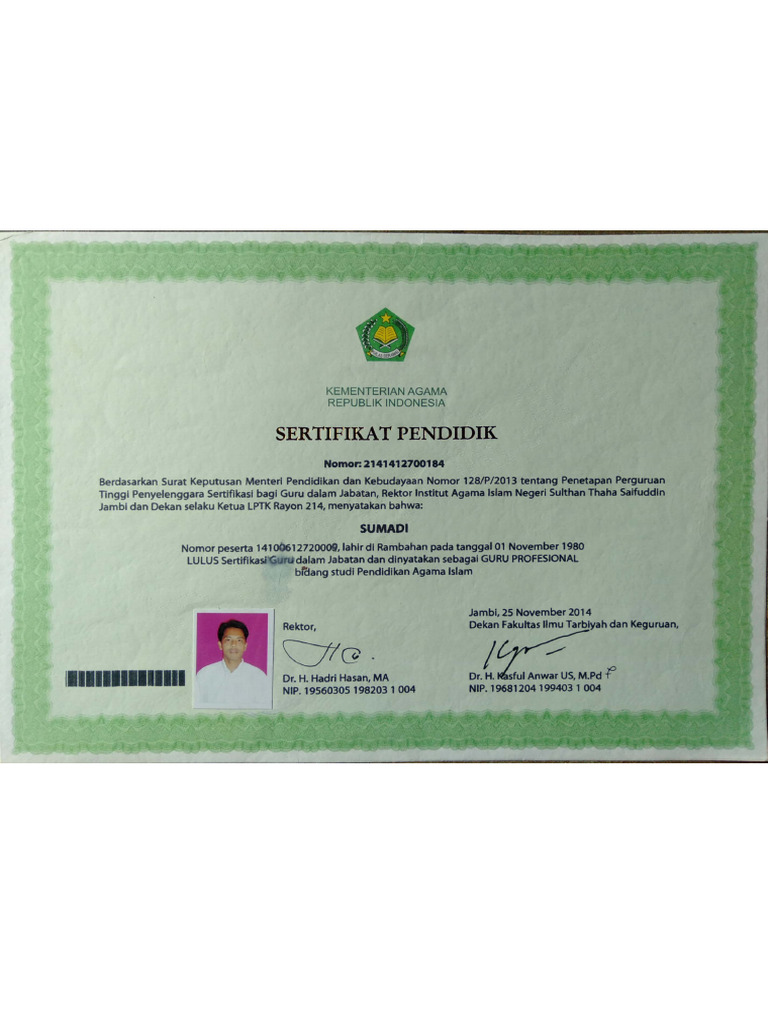 sertifikat pendidik | PDF