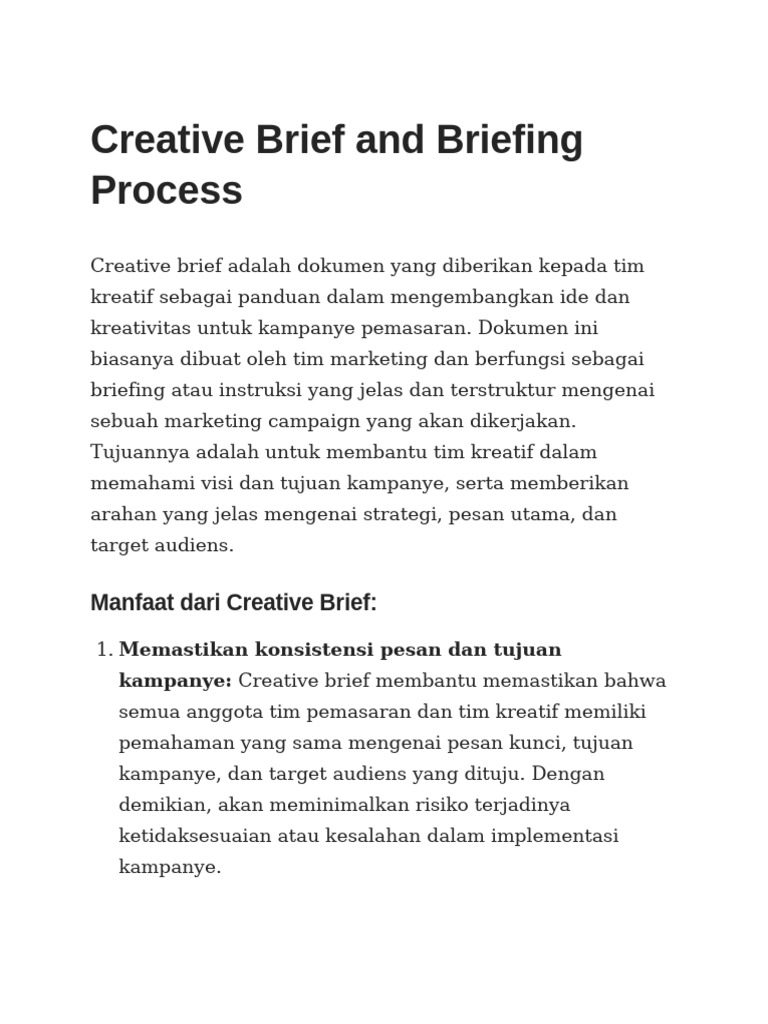 Creative Brief and Briefing Process | PDF