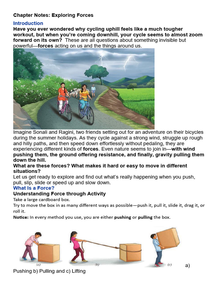 Chapter Notes CLASS 8 FORCE | PDF | Weight | Weighing Scale