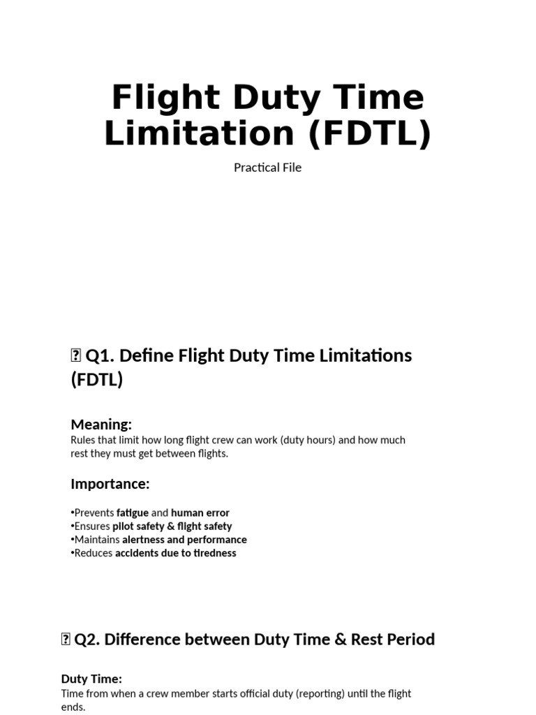 Flight Duty Time Limitation (FDTL) | PDF