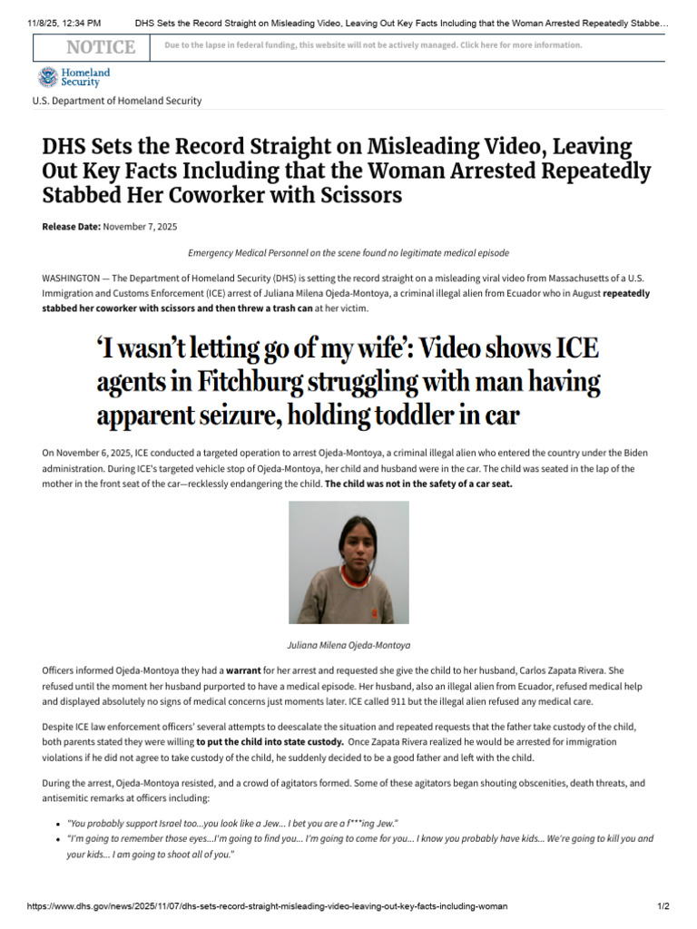 DHS Clarifies Arrest of Ojeda-Montoya | PDF | U.S. Immigration And ...