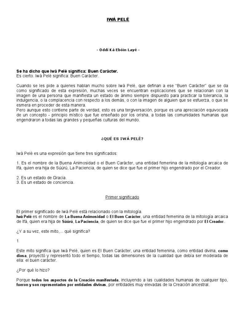 Iwá Pelé: El Significado del Buen Carácter | PDF | Tolerancia | Aprendizaje