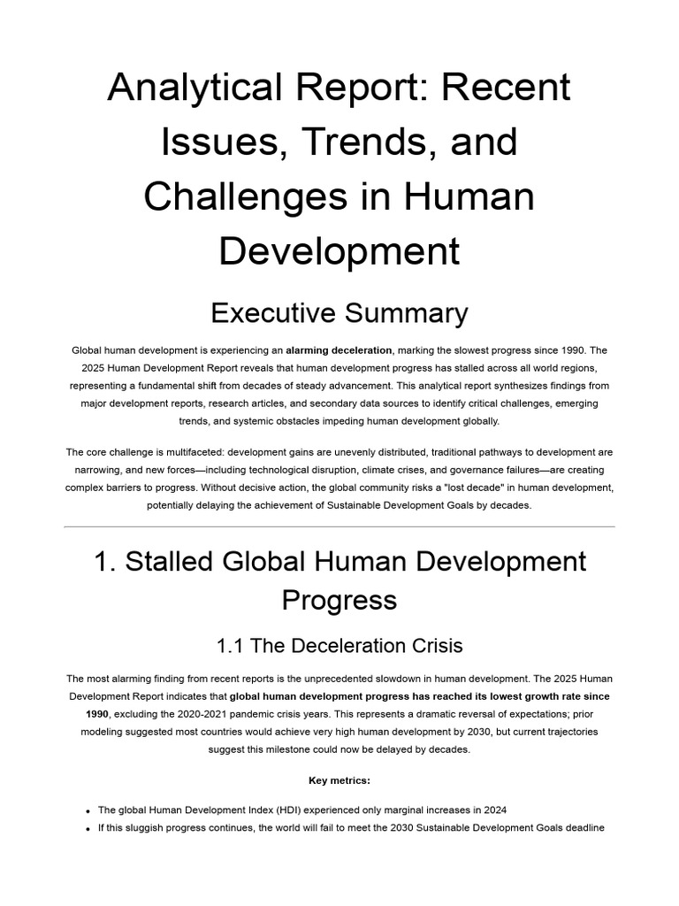Global Human Development Challenges 2025 | PDF | Poverty & Homelessness ...