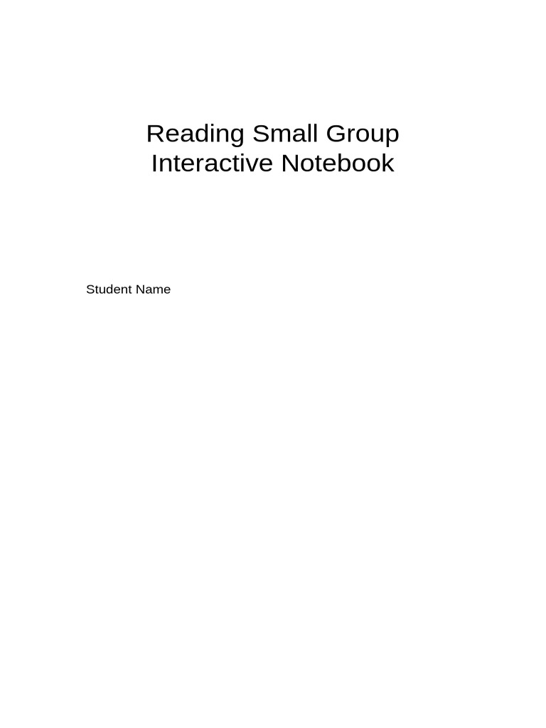 Reading Small Group Notebooks Green and Purple | PDF