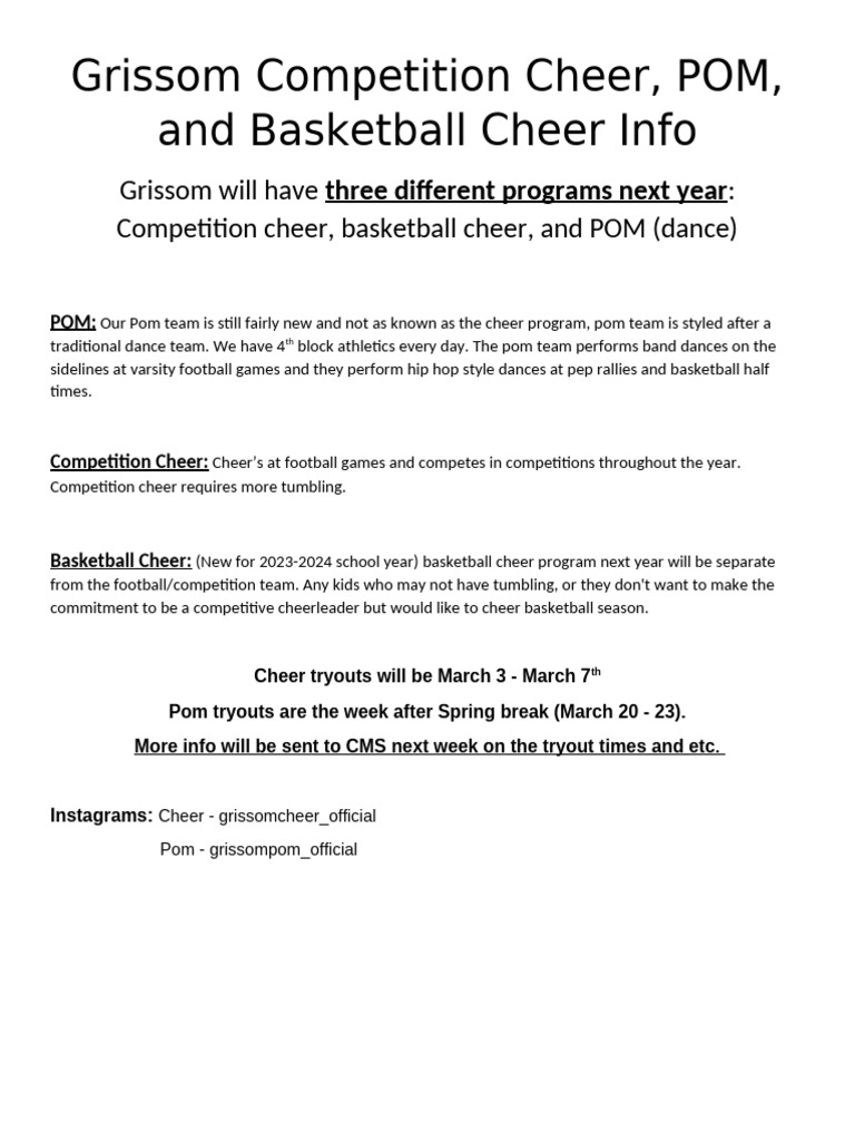 GHS Cheer Info | PDF