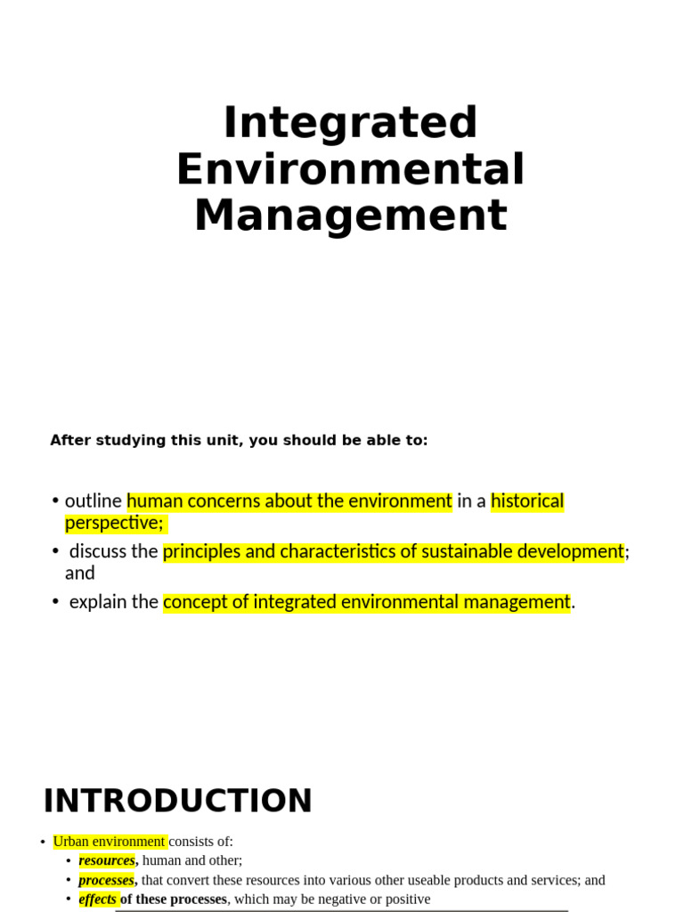 Integrated Environmental Management Overview | PDF | Sustainability ...