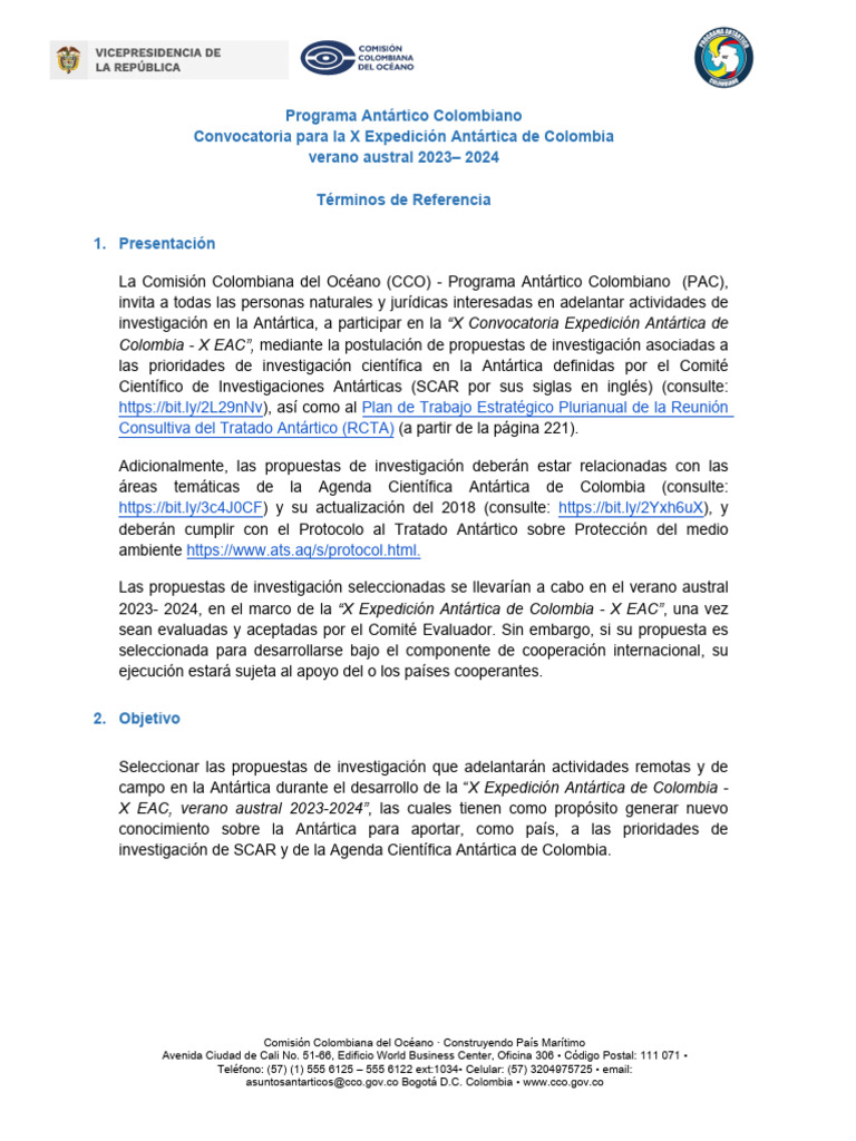 Términos de Exploración Antártica Colombiana | PDF | Colombia | Antártida