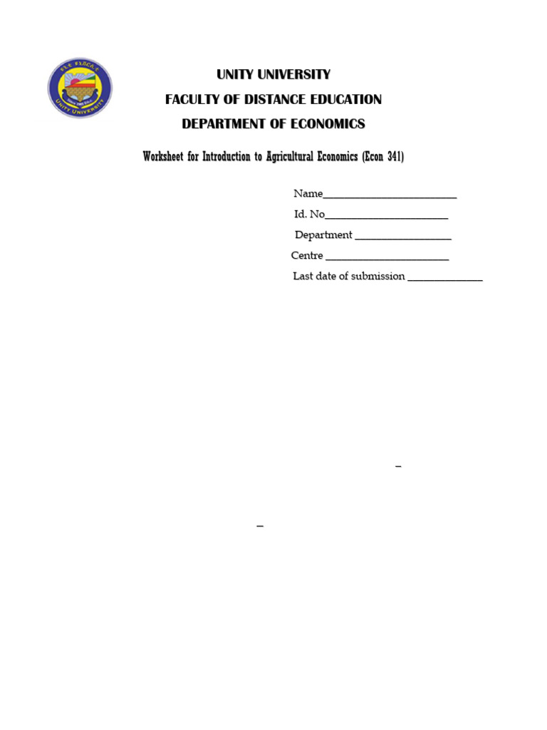 New Worksheet For 'Introduction To Agricultural Economics' | PDF ...