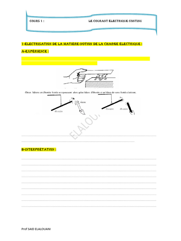 Cours Said Courant Electrique Continu | PDF