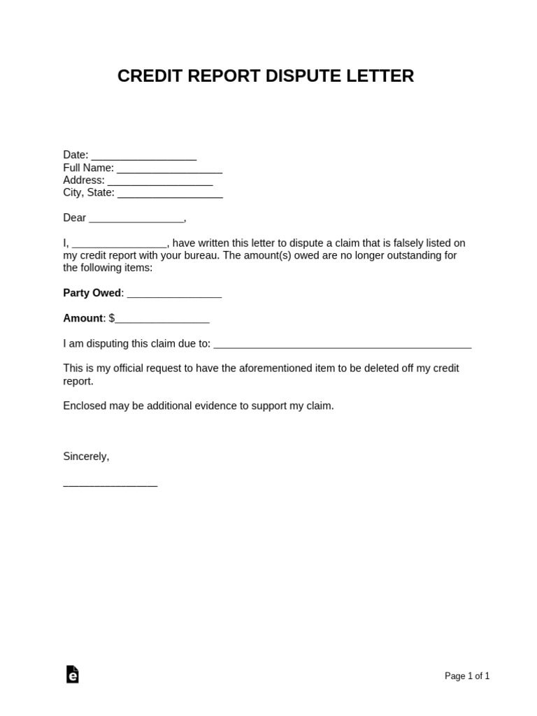 Credit Report Dispute Letter | PDF