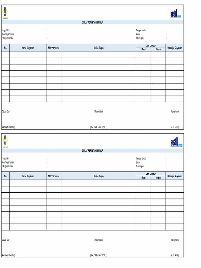 Form SPL Harian Helper r1 | PDF