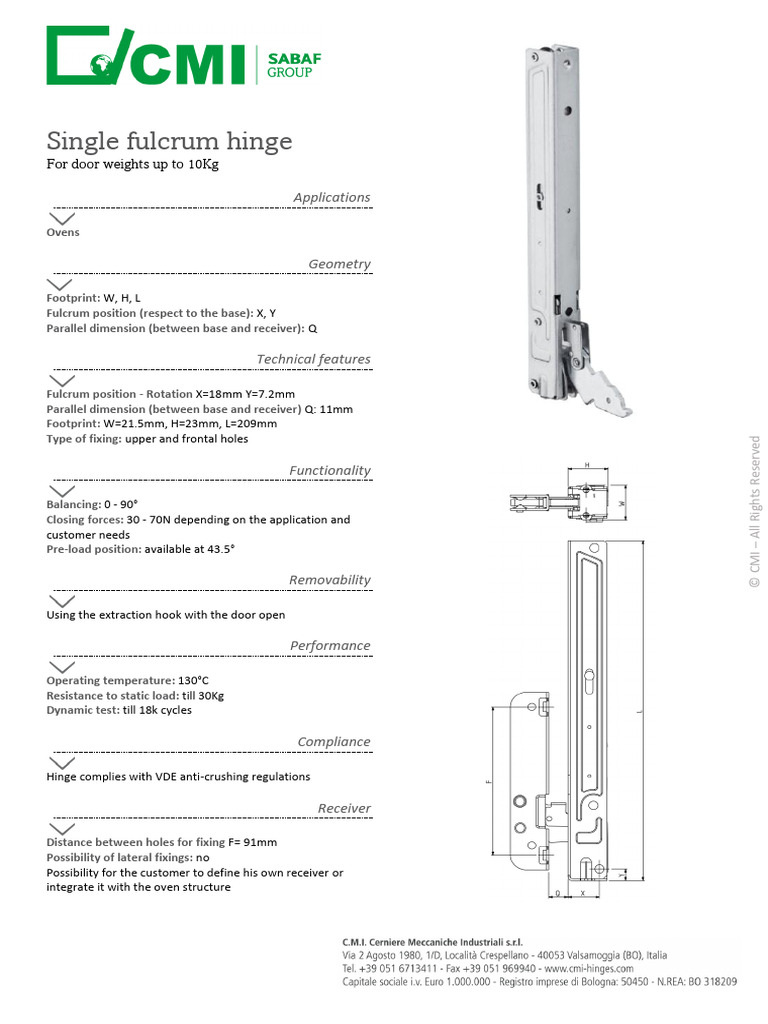 Data Sheet Hinge 30100712 | PDF