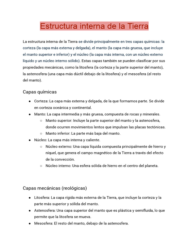 Estructura Interna de La Tierra | PDF