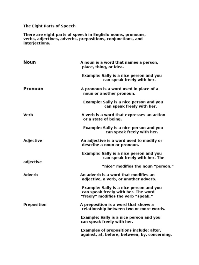 The Eight Parts of Speech | PDF | Adverb | Part Of Speech