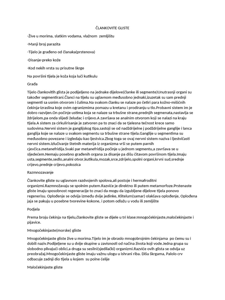 Člankovite Gliste | PDF