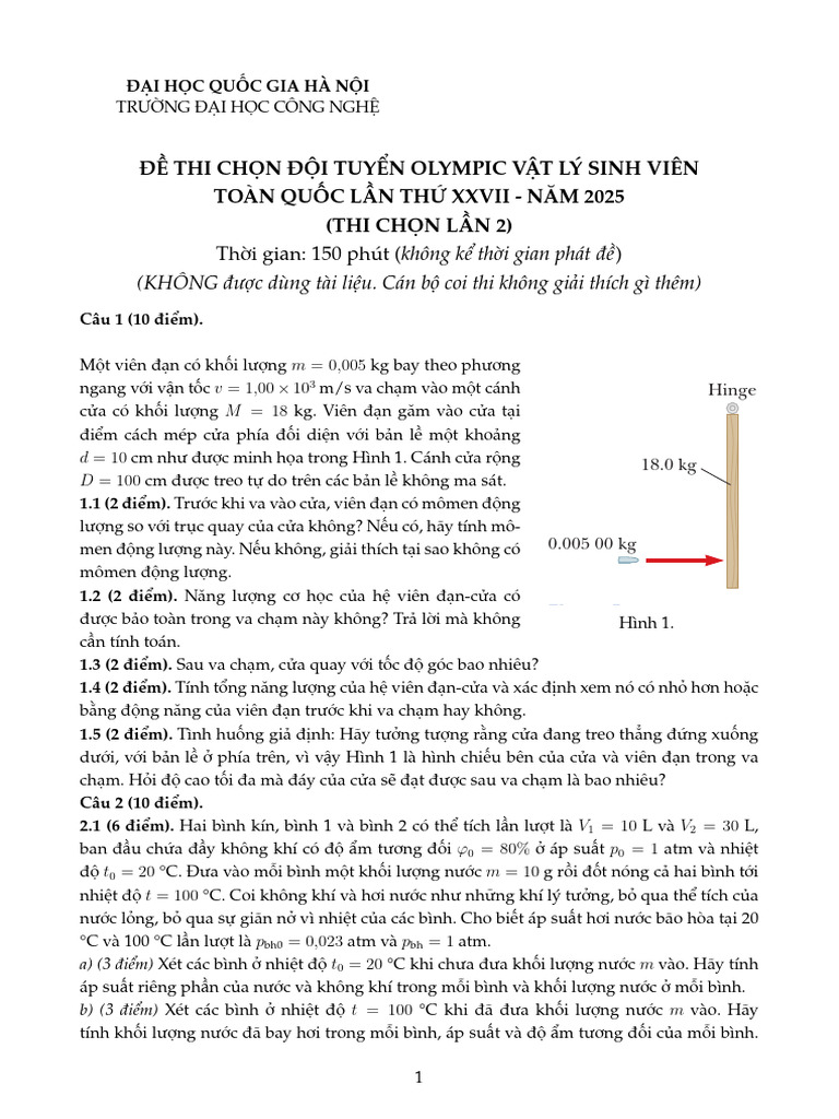 De Thi Chon Doi Tuyen Olympic Vat Ly (Lan 2-Nam 20 - 251108 - 232815 | PDF