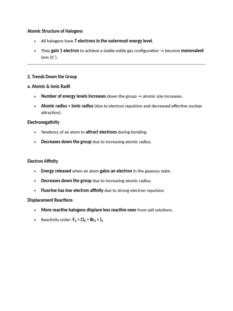 Atomic Structure of Halogens | PDF | Periodic Table | Sets Of Chemical ...