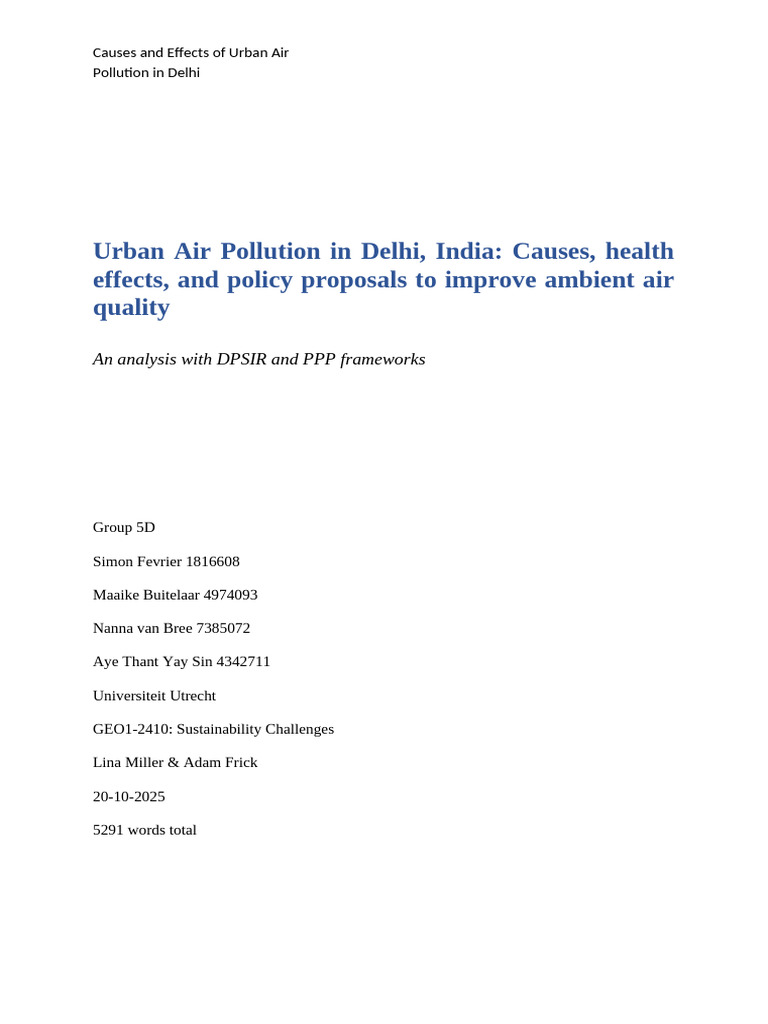 Urban Air Pollution in India - Group 5D Full Draft Report | PDF | Air ...