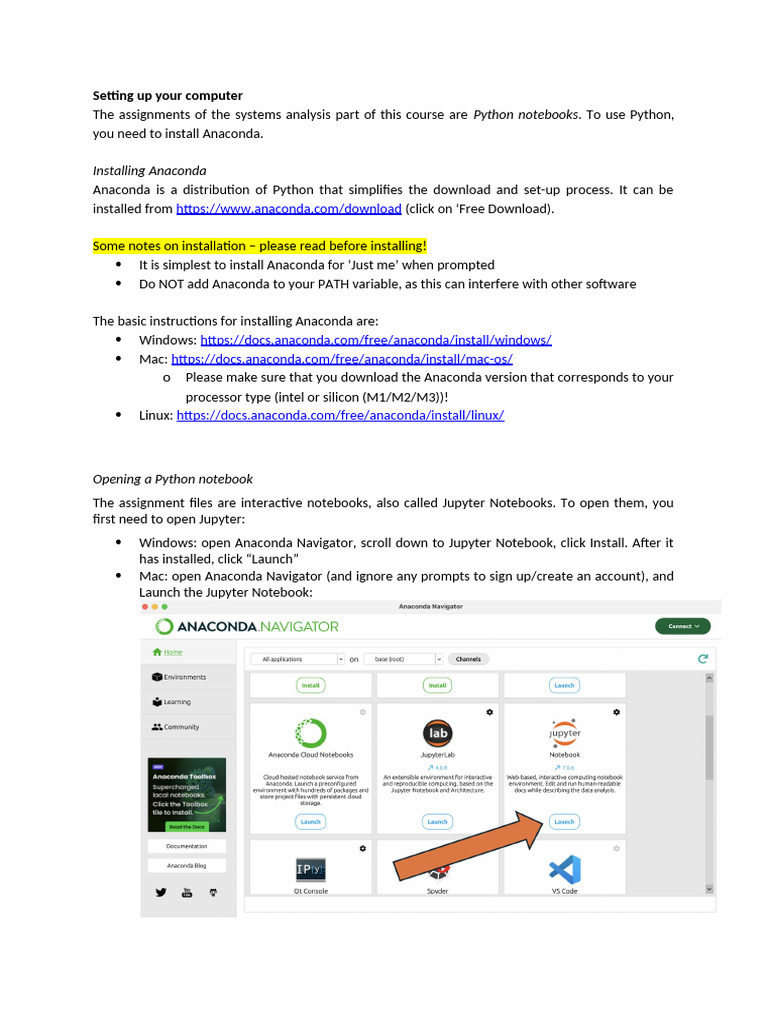 Anaconda Installation Instructions | PDF
