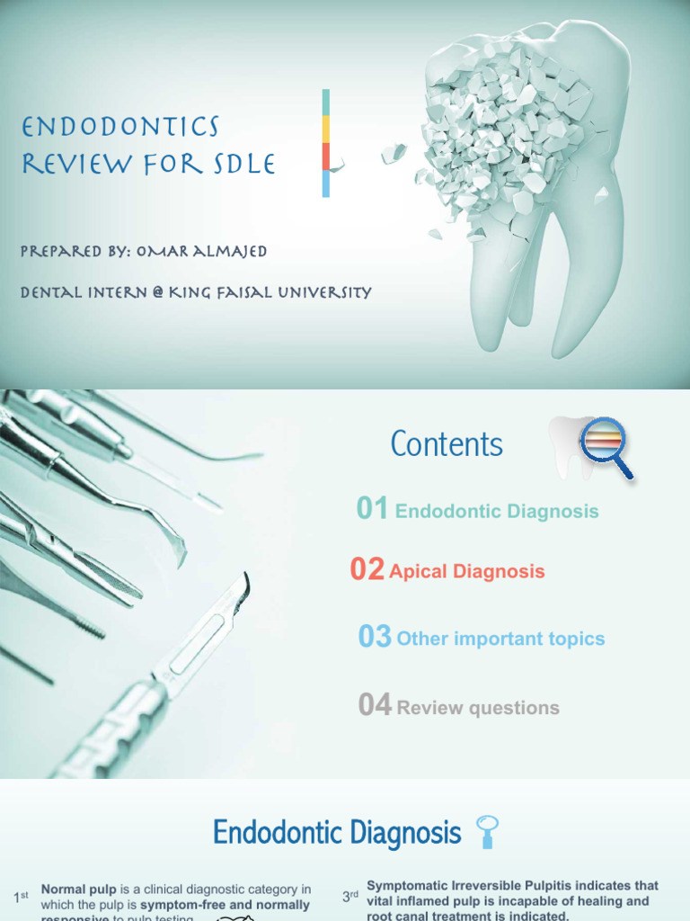 Endodontics Review for SDLE By Omar | PDF | Diseases And Disorders ...