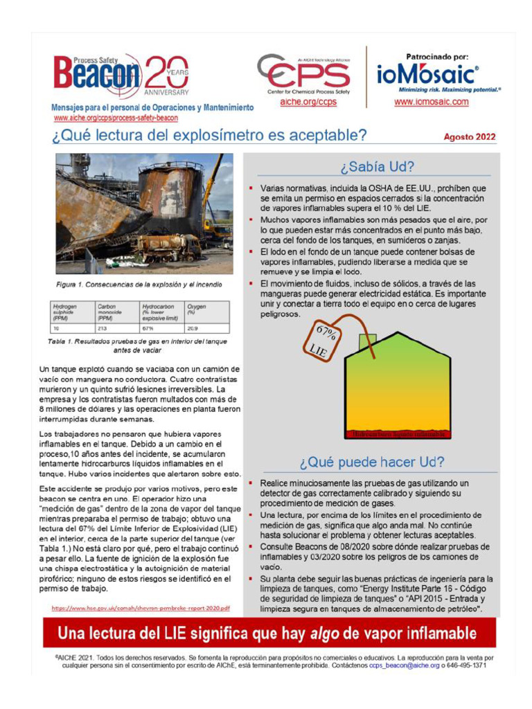 06 - 07 - 25 CCPS Beacon - Qué Lectura Del Explosímetro Es Aceptable | PDF