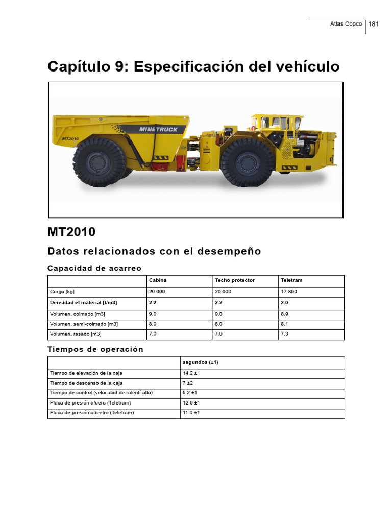 Dumper MT2010 Especificaciones | PDF
