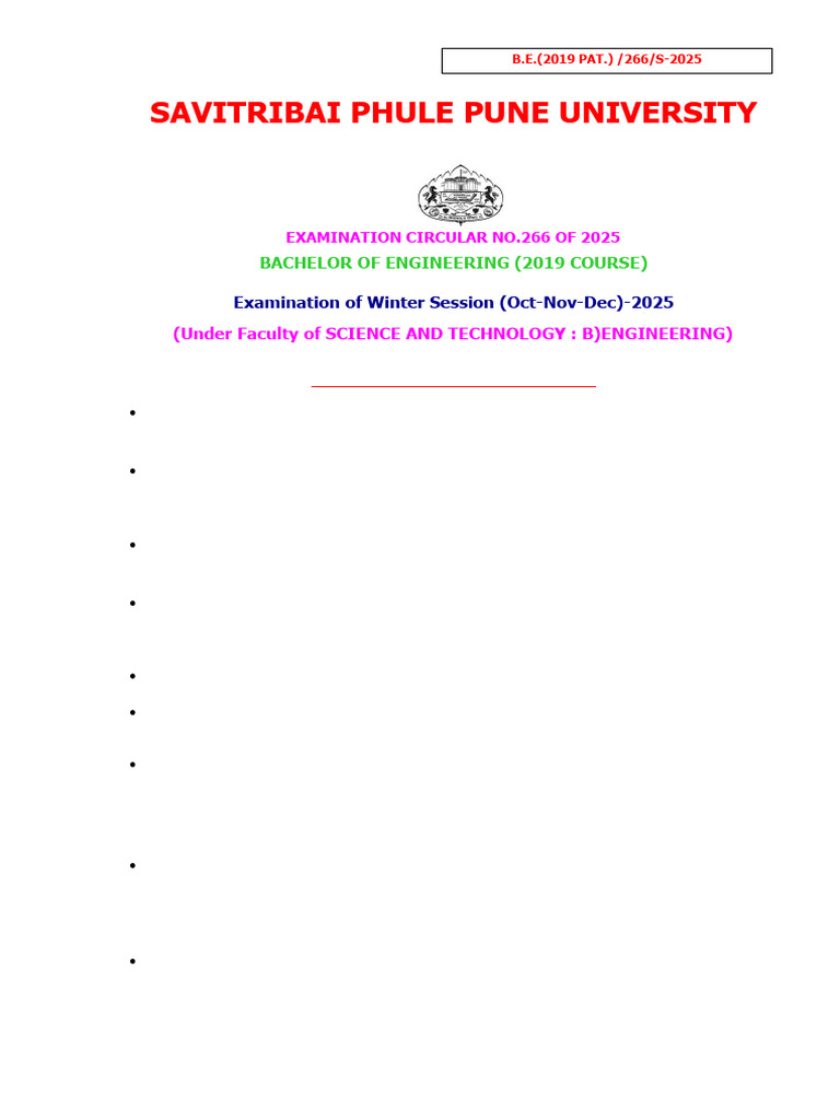 b.e. (2019 Pattern) Endsem Exam Timetable for Winter Session (Oct-nov-Dec) - 2025 | PDF ...