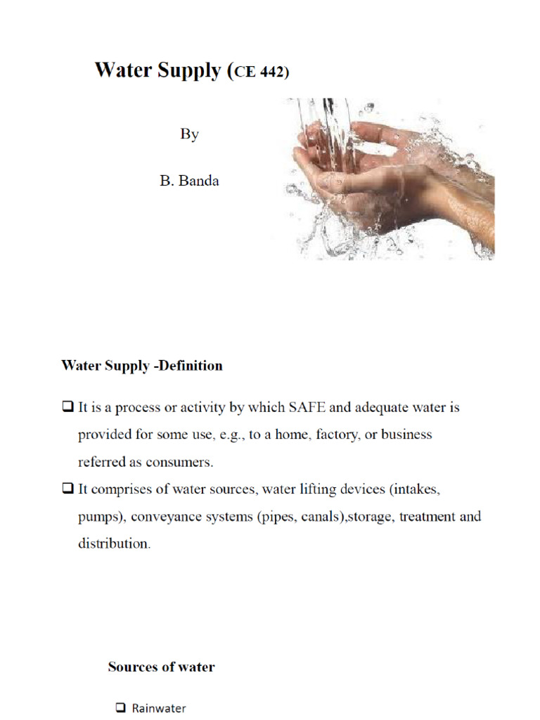Lecture 7 - Water Supply | PDF