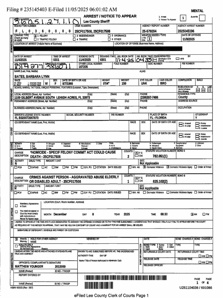 Barbara Lynn Bates Arrest Report | PDF | Felony | Misconduct
