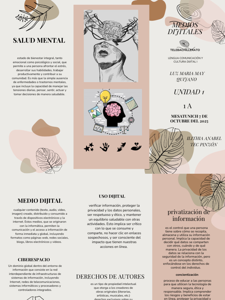 Folleto Tríptico Psicología Salud Mental Abstracto Aesthetic Beige ...