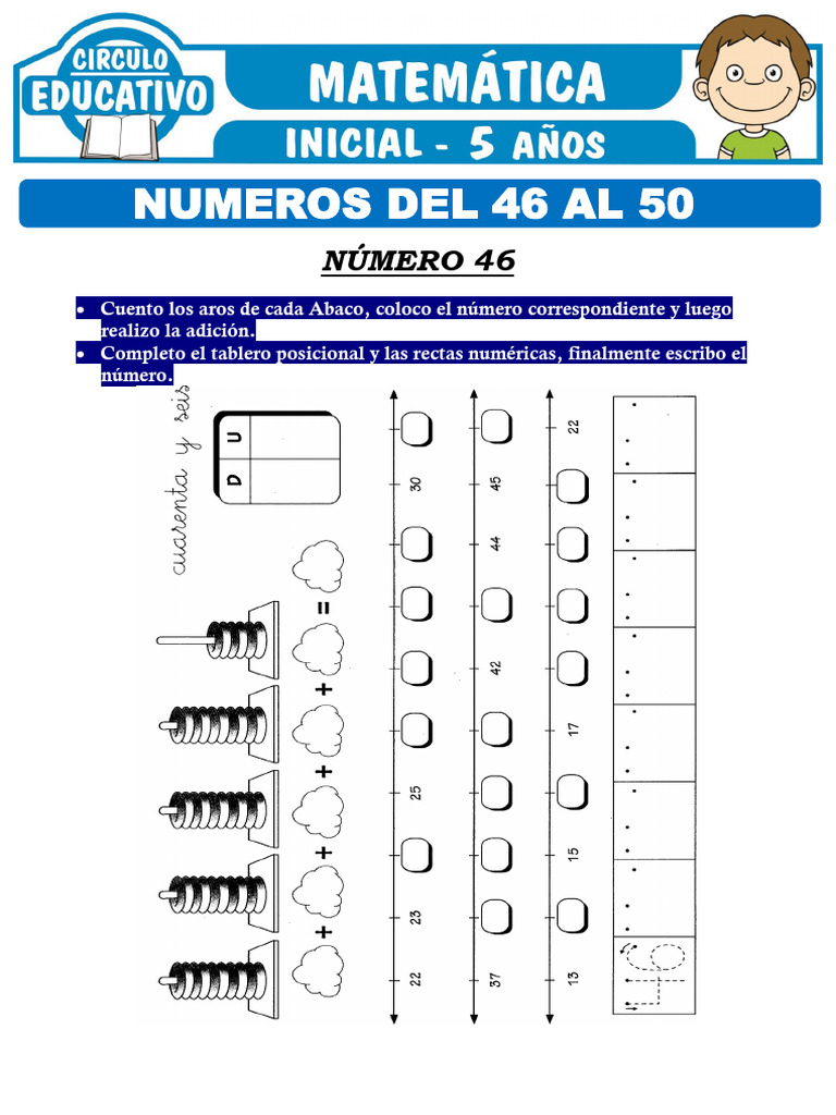 Numeros Del 46 Al 50 para Ninos de Cinco Anos | PDF