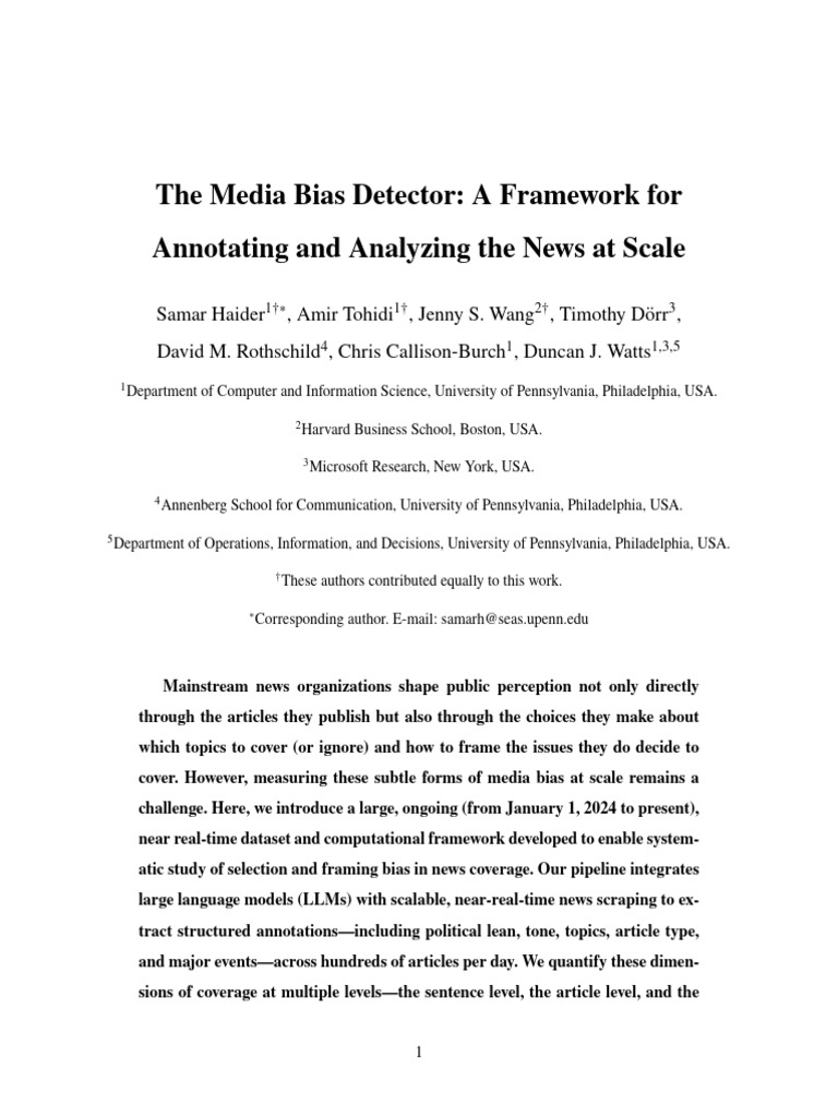 The Media Bias Detector | PDF | Bias | Framing (Social Sciences)