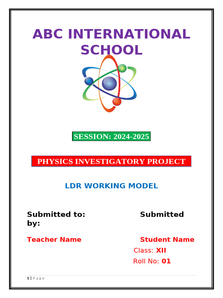 Introduction Certificate and Acknowledgement Page For Physics (LDR ...