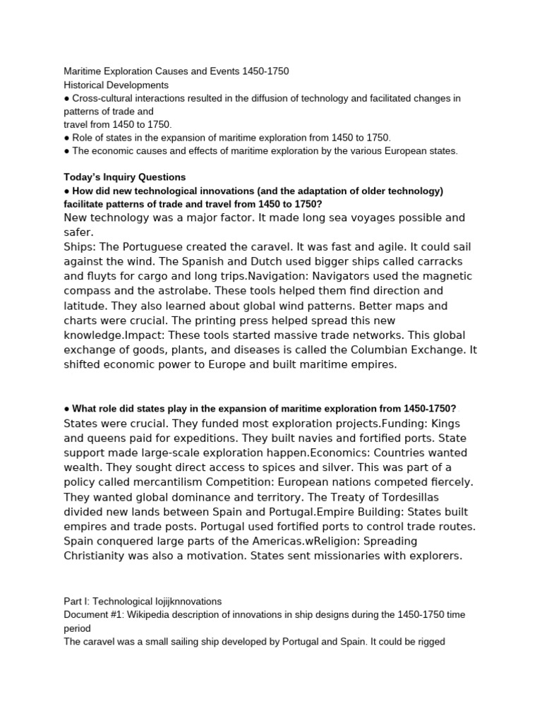 Maritime Exploration Causes and Events 1450-1750 | PDF | Water ...