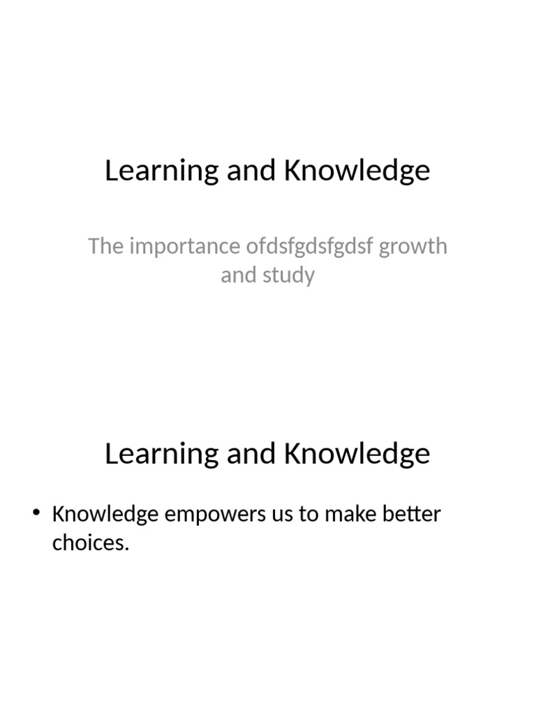 Learning and Knowledge | PDF