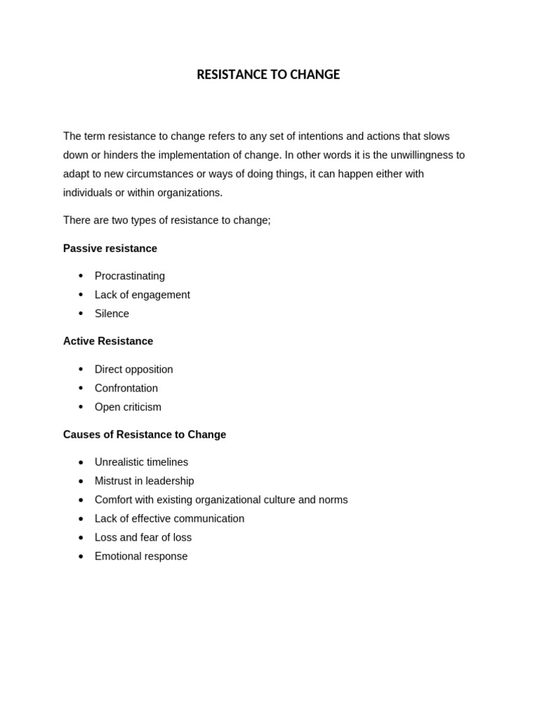 Resistance To Change | PDF