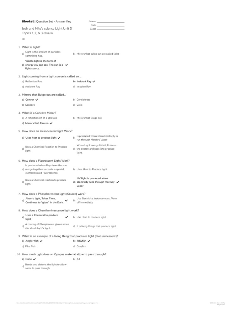 Josh and Milo's Science Light Unit 3 Topics 1,2, & 3 Reveiw - Blooket ...